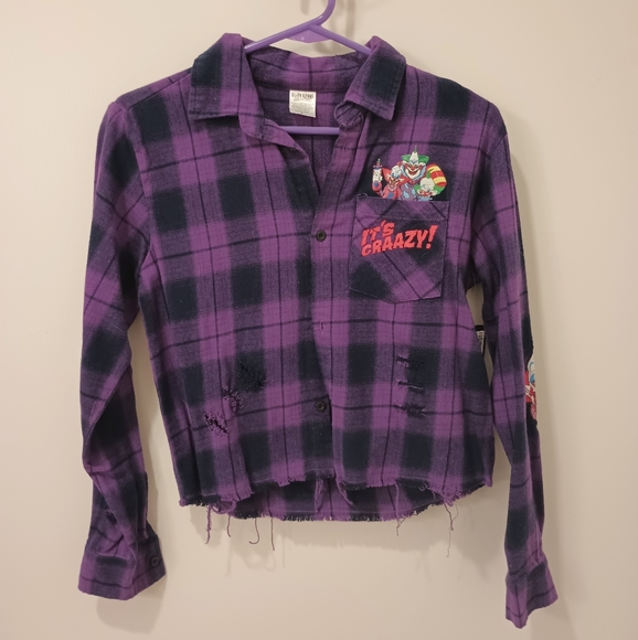 Spirit | Tops | Killer Clowns Croppeddistressed Flannel | Poshmark
